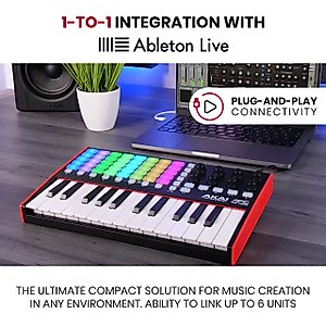AKAI Professional APC Key 25 MK2 - 25-Key USB MIDI Keyboard Controller for Clip Launching with Ableton Live Lite, 40 RGB Pads and 8 Rotary Knobs