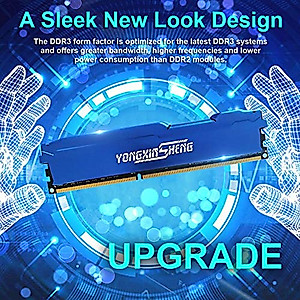 Yongxinsheng DDR3 8GB Desktop RAM 1600MHz PC3-12800 UDIMM Non-ECC Unbuffered 1.5V 2Rx8 Dual Rank 240 Pin CL11 PC Computer Memory Upgrade Module (Blue)