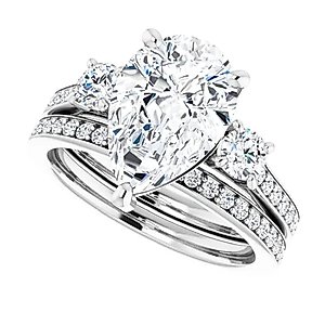 4 CT Pear Cut VVS1 Colorless Moissanite Engagement Ring Set, Wedding/Bridal Ring Set, Sterling Silver Vintage Antique Anniversary Promise Ring Set Gift for Her (9.5)