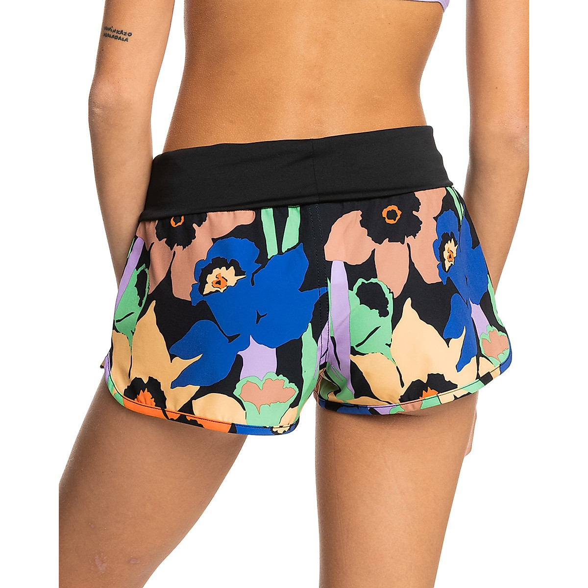 Roxy Women's Standard Board Tummy Control, Quick-Dry Swim, 4-Way Stretch, 2" Inseam Beach Shorts, UPF+ 50 Sun Protection, Anthracite Flower Jammin 231, Medium