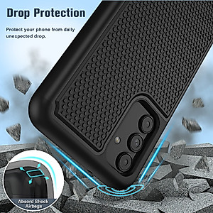 BNIUT for Samsung Galaxy A13 5G Case: Dual Layer Protective Heavy Duty Cell Phone Cover Shockproof Rugged with Non Slip Textured Back - Military Protection Bumper Tough - 6.5inch (Black Matte)