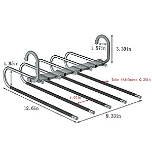 Kayson Pants Hangers Saves Space-2 Piece Wardrobe Stretchable Multi-Layer Multi-Functional Suitable for Trousers, Scarves and Ties (2 Piece, Pants Hangers), Gray