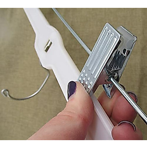 NAHANCO 1602RC Plastic Skirt/Pant Hanger with Short Metal Swivel Hook and Pinch Clips, Jumbo Weight, 14", White (Pack of 100)