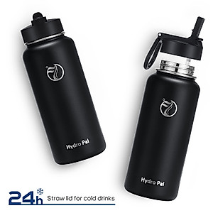32oz/25oz Insulated Water Bottles with 2 Leak Proof Lids(Spout Lid and Straw Lid), Wide Mouth Sport Water Bottle with Straw, Stainless Steel Powder-Coated Water Flask, Double Walled Vacuum Thermos