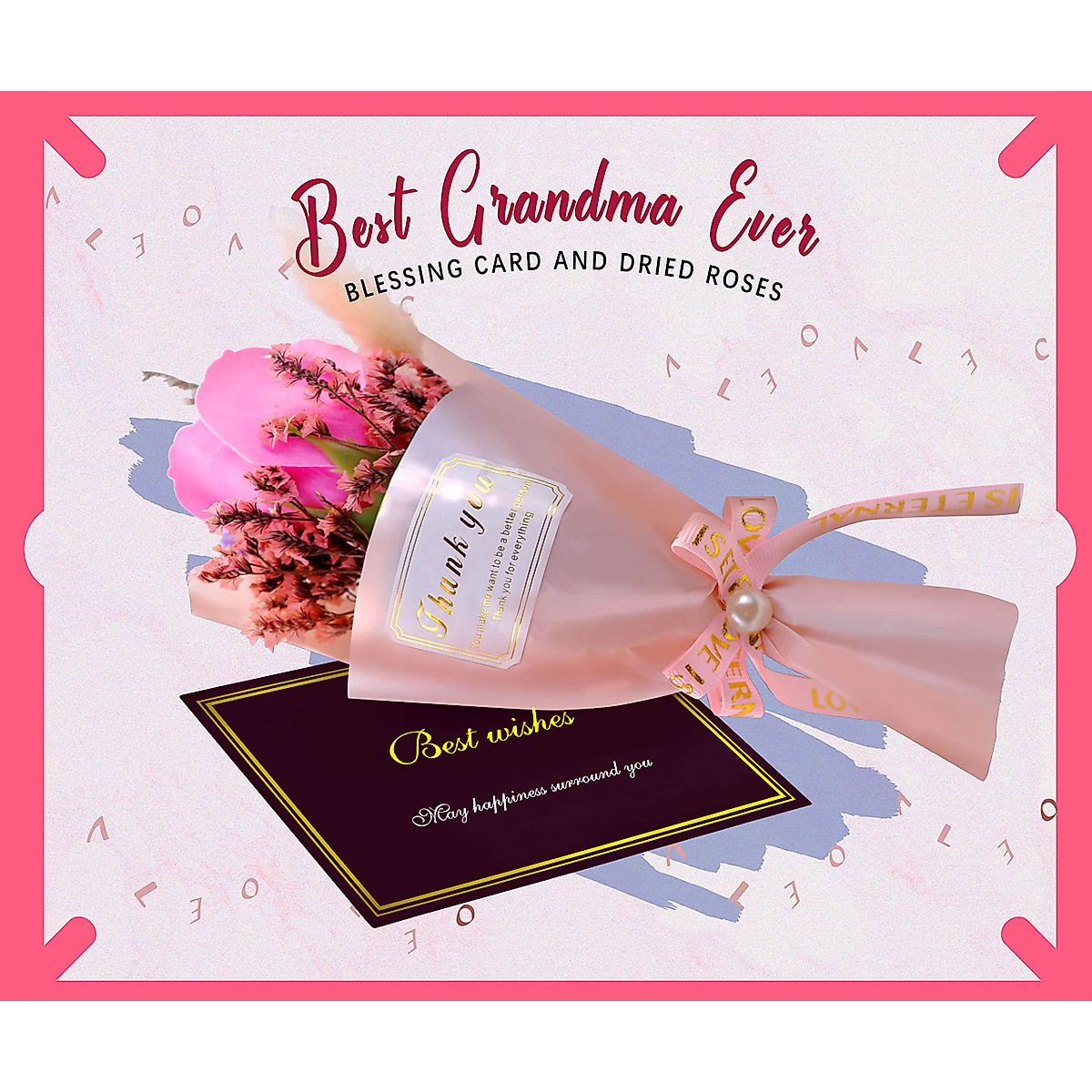 RARVA Grandma Gifts -Thank You Gifts Basket for Birthday Mothers Day Include Silver Heart Necklace Earrings Coffee Mug Set Candle Flower Grandmother Personized Gift Basket