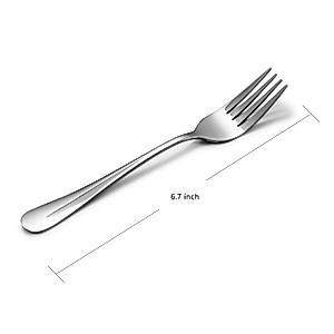 LOUVI 12-Pack Dessert Forks Set, Top Food Grade Stainless Steel Silverware Forks,Mirror Finish & Dishwasher Safe,Use for Home,Kitchen or Restaurant (Silver 6.7 Inches)