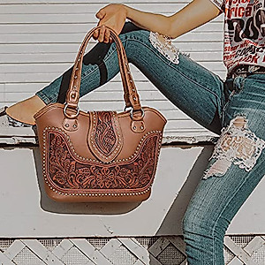 Montana West Women Shoulder Bag Hobo Handbag Fashion Tooling Tote Bag with Detachable Holster WRLH-8005BR