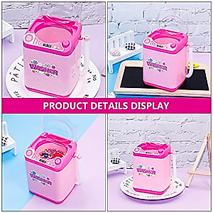 Toyvian Mini Makeup Brush Cleaner Plastic Electric Washing Machine Automatic Dollhouse Cosmetic Powder Puff Washer Device Sponge Cleaning Tool for Girls Ladies