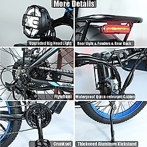 SMLRO Electric Bikes 1000w Ebike Fat Tire Electric Mountain Bike 48V 16AH Removable Battery 26 * 4.0'' Adult Electric Bicycles Hydraulic Disc Brakes Shimano 21 Speed (Blue & Black)