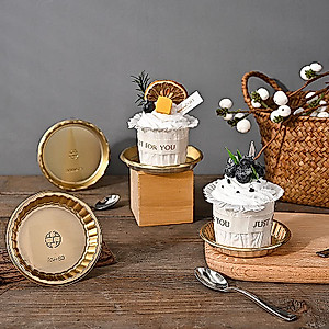 Abuhem 3 Inches Mini Cake Boards Stands Rounds 100pcs, Disposable Gold Mousse Cake Circle Cardboard with Coated Greaseproof Base Perfect for Cake Decorating for Wedding, Birthday, Party, Home (Gold)