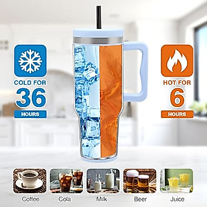 Jahao 40 oz Tumbler with Handle and Straw Lid, Stainless Steel Tumblers with Straw, Insulated Cup Water Bottle Travel Mug Coffee Cup, Spill Proof Leak Proof Tumbler 40 Ounce for Hot Iced Cold - Camel