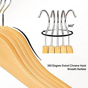 Niza Wooden Hangers 20 Pack Wood Coat Hangers for Closet Premium Quality Heavy-Duty Hangers Wood Hangers for Coat Suit Hangers Clothes Hanger with 360° Rotation Hook