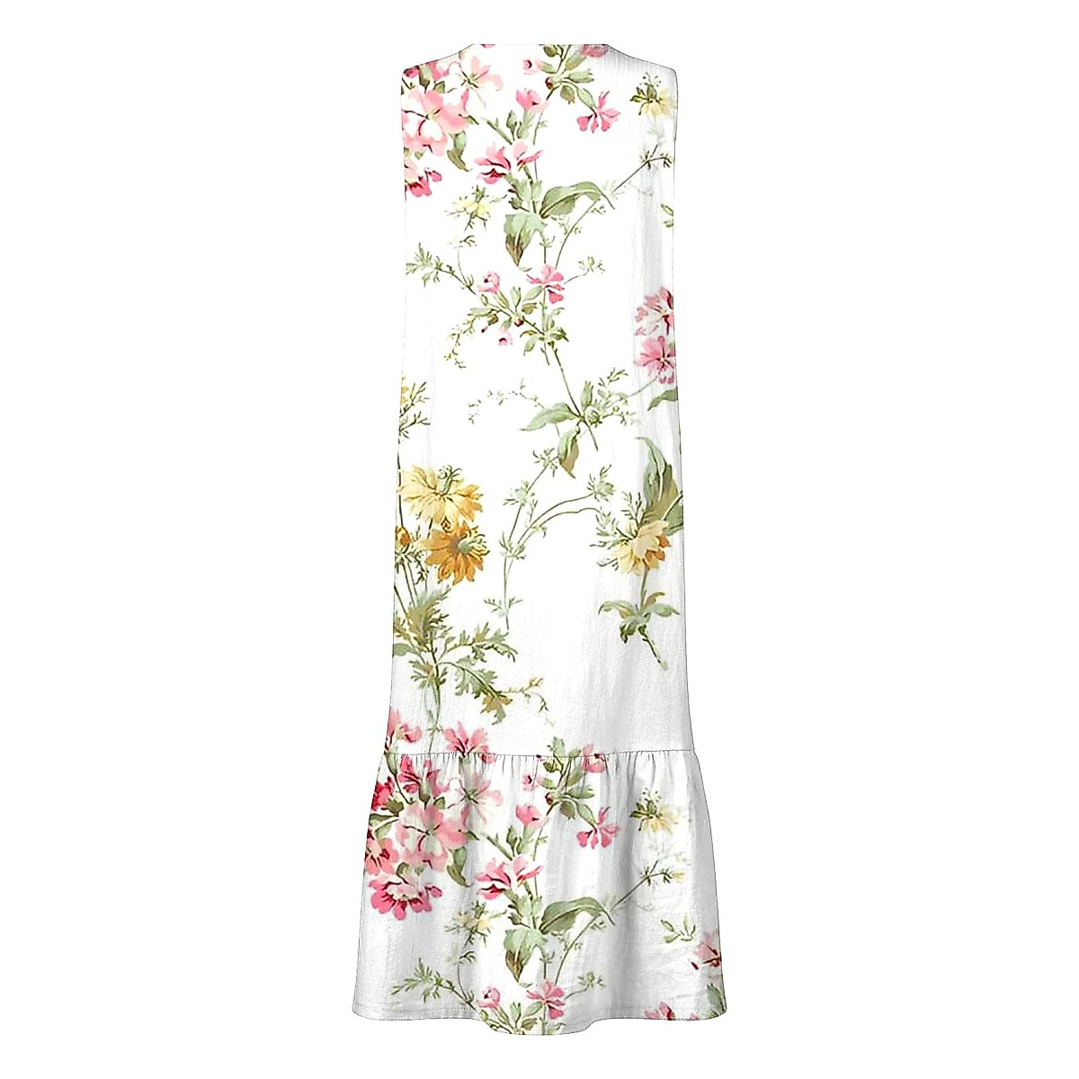 Maxi Dress Women House Dresses for Women with Pockets Curved Hem Sleeveless Summer Tank Lounge Camping Ruffle Print Cool Vneck Linen Dress Ladies Red Women's Casual Dresses Cotton Maxi Skirt