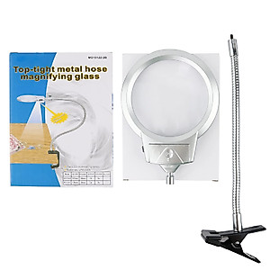Meichoon Magnifying Lamp with Light,Clamp Magnifier,Clip-on Table Bright LED Lighted Magnifying Glasses,for Reading Diamond Painting Cross Stitch