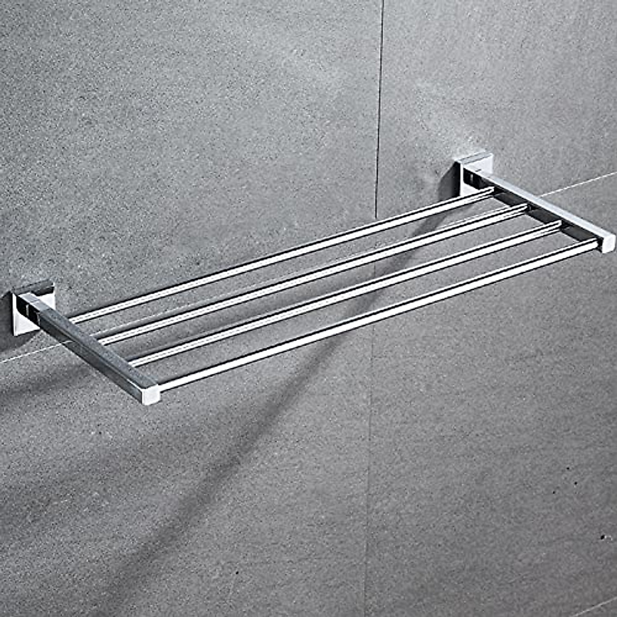 YDYFC Copper Bathroom Towel Rails Shelf, Wall Mounted 4-rods Storage Shelves, Kitchen Dish Cloths Hanger, 9 Sizes 30cm-80cm, Chrome (Size : 15.7inch(40cm))