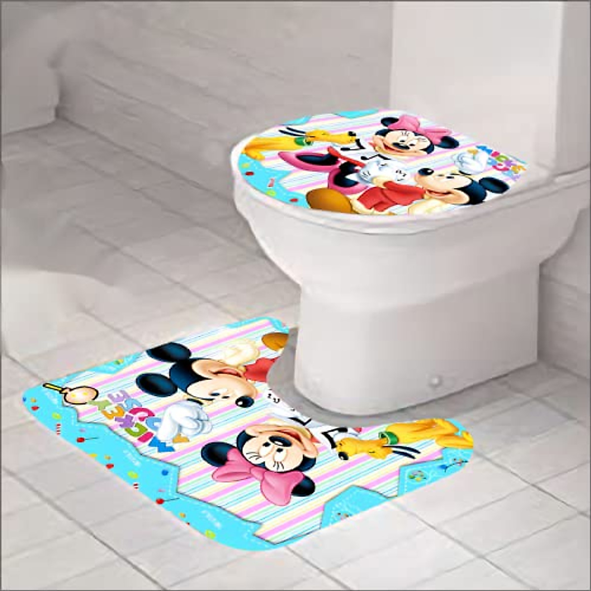 KAYEF Hayzbao 4-Piece Shower Curtain Set Featuring Non-Slip Rugs, Toilet Lid Cover, and Bath Mat - 180x180cm Shower Curtain in Matching Style Included. (5)