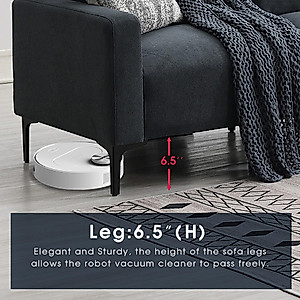 DHPM Sectional Sofa Modern L-Shaped Deep 3-Seat Sofa&Couch with Ottoman, Sofá Sleeper Comfy Upholstered Furniture for Living Room, Apartment, Studio, Office