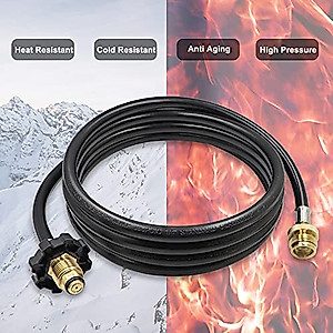 LONGADS 10FT Propane Hose Adapter 5lb to 100lb,High Pressure Propane Adapter Hose for Camping Stove, Outdoor Heater, 1 LB Portable Grill to LP Cylinder POL Connection
