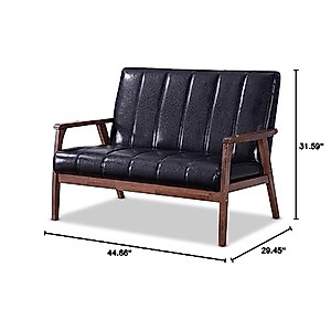 Baxton Studio BBT8011A2-Black Loveseat Love Seats, 29.45LX44.66WX31.59H, Black