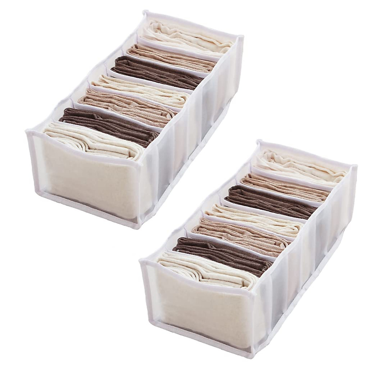 Teursa Nylon Mesh Wardrobe Clothes Organizer for underwear,socks,leggings,skirts,T-shirts,jeans and More clothes organizer for folded clothes available in washing machine (M, White)