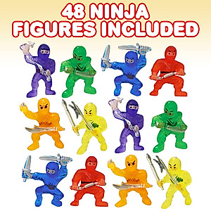 ArtCreativity Mini Ninja Figurines, Pack of 48, Assorted Colors Plastic Action Figures, Little Ninja Warriors in Assorted Poses, Cool Cupcake Topper, Goodie Bag Fillers & Party Favors for Kids