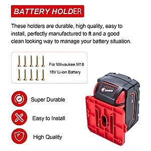 KETTKEL 20pack Milwaukee M18 Battery Holder,Wall Mount 18v Milwaukee Battery Storage Case Tool Holder For Shelf Work Van Toolbox