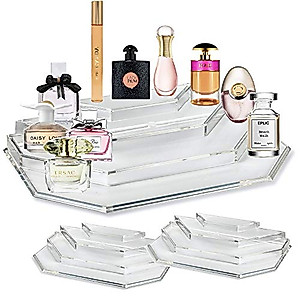byAlegory (Set of 2) Acrylic Mini Perfume & Mini Scented Oils Organizer & Vanity Display 4 Tiers For Storing Mini, Travel Size, Rollerball Beauty Perfume Bottles - Clear