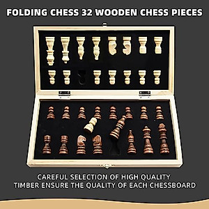 Chess Set-Magnetic Wooden Chess Set|Chess Board Board with alphanumeric|with 2 Extra Queens，Folding Board|Portable Travel Chess Set|Chess Sets for Adults|Chess Set for Kids