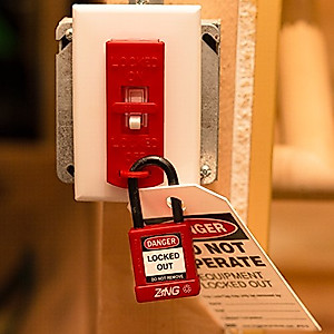 Zing Green Products 6064 USA Made Recycled Plastic Wall Switch Lock Out, 3.5 x 1.5 x 0.25 Inch,Red