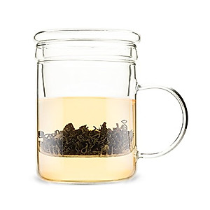 Pinky Up Blake Tea Cup with Infuser and Lid - Holds 12 ozGlass Tea Infuser Mug for Loose Leaf Tea - 12oz 3pc Set of 1