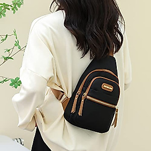 Small Sling Bag for Women, Crossbody Pack Sling Chest Bag for Women Men (Black)