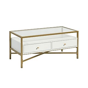 Sauder Harper Heights Coffee Table, L: 39.37" x W: 19.69" x H: 17.72", White Finish