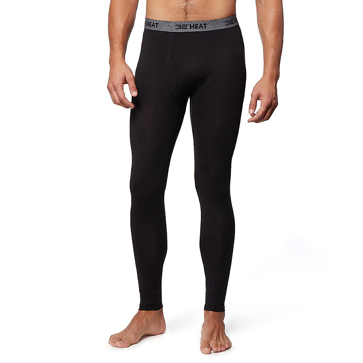 32° Degrees Men's Lightweight Baselayer Legging | Form Fitting | 4-Way Stretch | Thermal, Black, Medium
