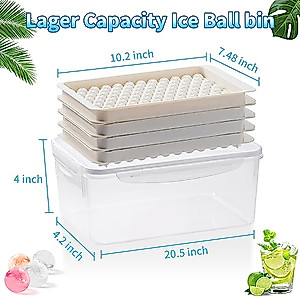 4 Pack Mini Round Ice Cube Tray, Ice Ball Maker Mold for Freezer with Container, Sphere Ice Cube Tray Making 99pcs Circle Ice Chilling Cocktail Whiskey Tea Coffee - white