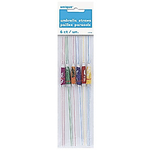Unique Hawaiian Umbrella Straws, 9.5", Assorted Colors