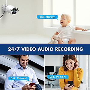 Wireless Security Camera System with 1TB Hard Drive, Security Cameras 1080P with 24/7 Video Audio Recording, IP66 Weatherproof Indoor Outdoor Camera, Plug and Play, Remote Access, Motion Detection