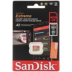 SanDisk 400GB Extreme MicroSDXC UHS-I Memory Card - C10, U3, V30, 4K, A2, Micro SD - SDSQXA1-400G-GN6MN