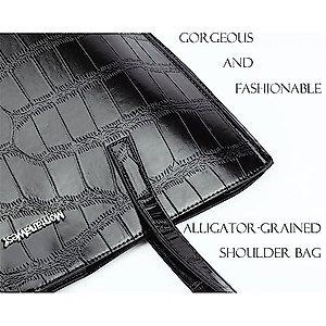 Montana West Tote Bag for Women Crocodile Pattern Handbag Elegant Shoulder Bag Chic Hobo Purses MWC-069BK