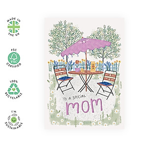 CENTRAL 23 Happy Birthday Card For Mom - To A Special Mom - Pretty Floral Greeting Cards For Her Women Female - Gifts For Mothers Day - Pink Pastel Flower Garden - Comes With Fun Stickers