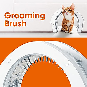 FICUSWIN Cat Door Interior Door, Pet Door with Removable Cleaning Grooming Brush, Large Pet Cat Pass for Adult Cats up to 35 Lbs,Indoor Pet Door for Wall Easy to Install, Safe Material