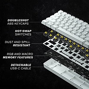 Mizar MZ60 Luna Mechanical Gaming Keyboard | 60% Keyboard 62 Key ANSI US Layout | RGB LED Backlit | Anti Ghosting NKRO | Progammable Macro Keys | Hotswap Gateron Optical Blue Switches | White