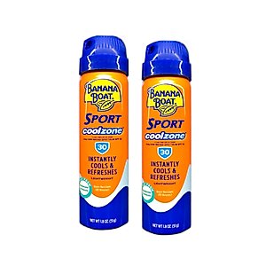 Banana Boat Sun Screen Sport Spray SPF 30 UltraMist Coolzone 1.8 oz (Travel Size), 2 units