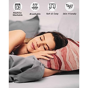 Edwiinsa Red Ombre Pillow Covers King Standard Set of 2 Bed Pillow, Watercolor Modern Abstract Art Aesthetics Plush Soft Comfort for Hair/Skin Cooling Pillowcases with Envelop Closure 20''x36''