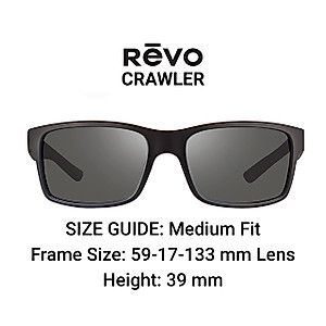 Revo Sunglasses Crawler: Polarized Performance Rectangle Sport Wrap Frame, Matte Black Tortoise Frame with Graphite Lens