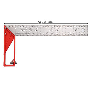 Combination Square, 300mm Multi-functional Right Angle Ruler , Adjustable Stainless Steel Square Angle Ruler , 45/90 Degree Woodworking Try Square Measuring Tool, for Multiple Purposes