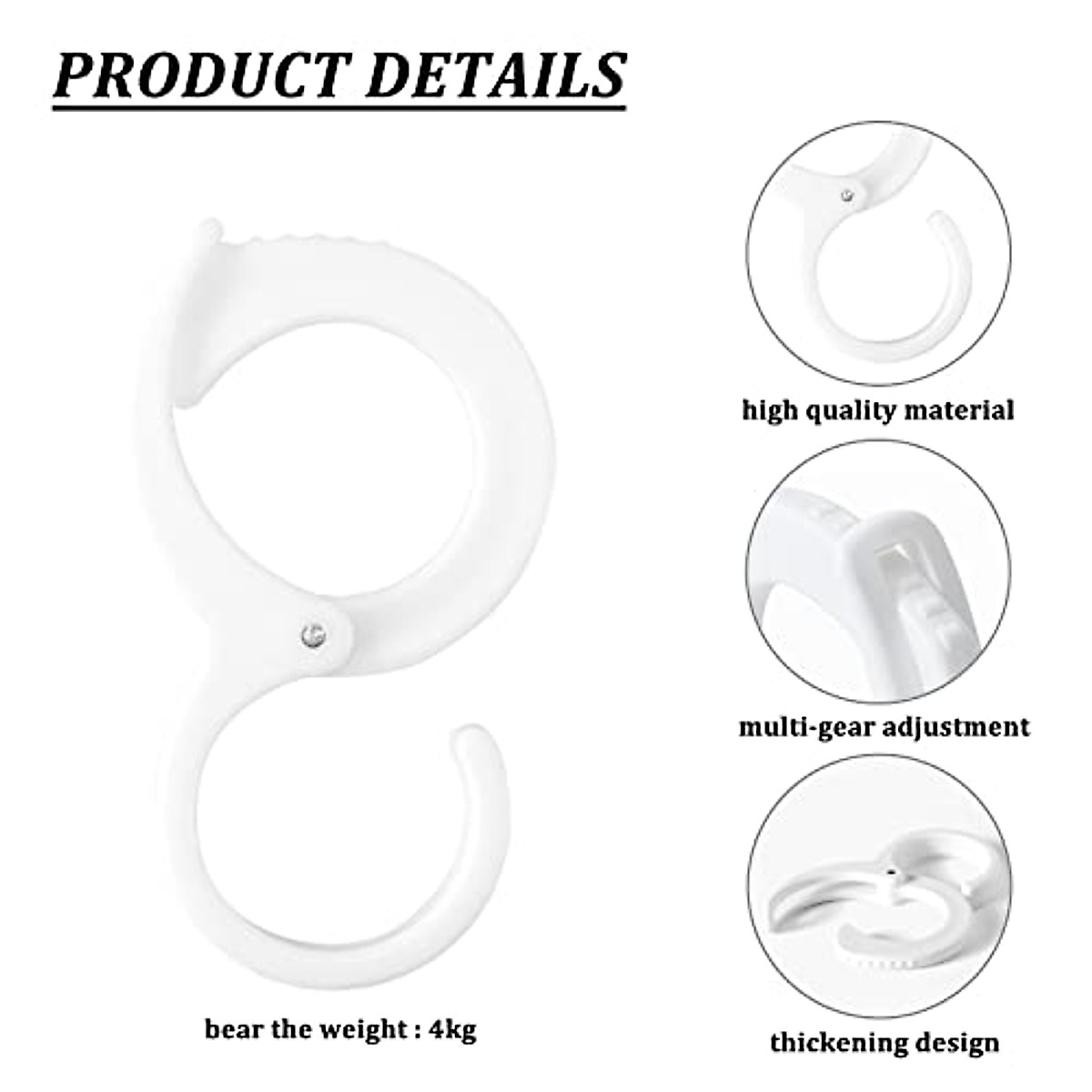 FuninCrea 4 Pack S-Shaped Hooks Table Edge Hook Heavy Duty Closet Hook Multifunctional Adjustable S Shaped Hooks Anti-Drop for Table Edge, Wardrobe, Garden, Kitchen, Balcony, Living Room (4)