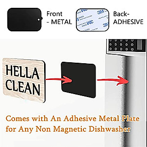 Hella Clean and Dirty Af Magnet Dishwasher Magnet Oxepleus Double Sided Dirty Clean Sign for Dishwasher (3D Wood)