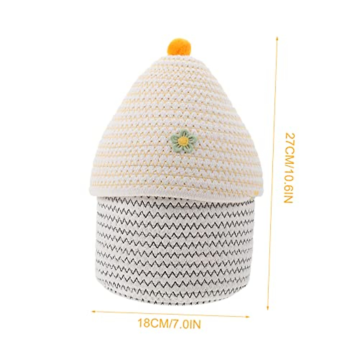 TOYANDONA Storage Basket Food Storage Bins Mini Trash Can with Lid Baby Foods Living Room Storage Basket Nursery Storage Baskets Small Woven Basket Cotton Yellow Baby Sundries Container Toy