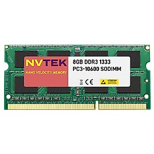 NVTEK 8GB (1X8GB) DDR3 1333MHZ PC3-10600 SODIMM 2Rx8 1.5V 204-PIN Non-ECC Laptop PC Computer Memory