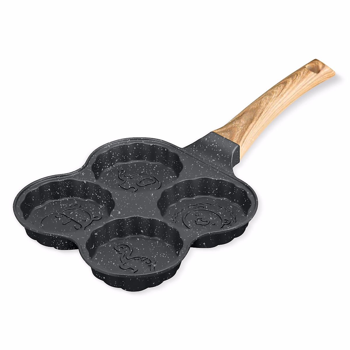 Egg Pan 4 Cup Omelette Pans Nonstick 4 Cute Animal Patterns Versatile Breakfast Skillet Healthy Breakfast Pancake Pan for Eggs, Plett, Crepes, Compatible with Gas Stove and Induction Cooktop (Black)